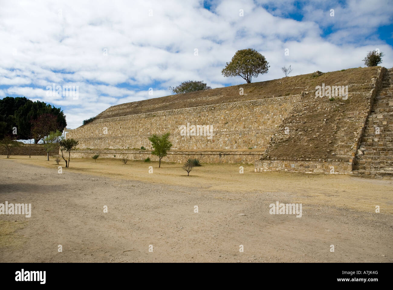 Monte Alban pyramid in the archeological site - Oaxaca - Mexico Stock ...