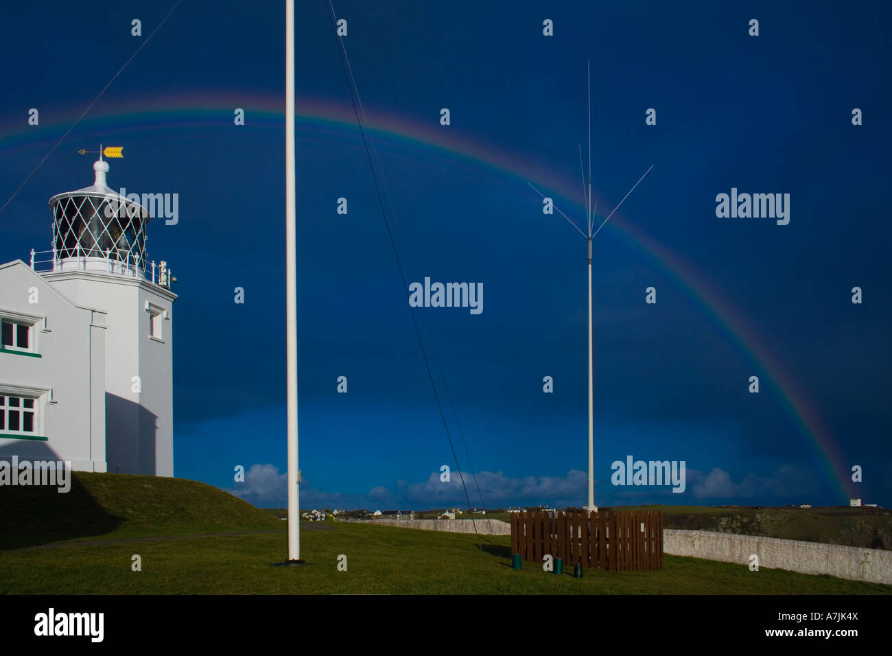 Rainbow over Lizard Lighthouse, Nov, 2007 Stock Photo - Alamy