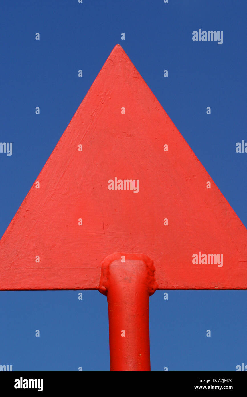 Directional arrow pointing upwards on blue sky Stock Photo - Alamy