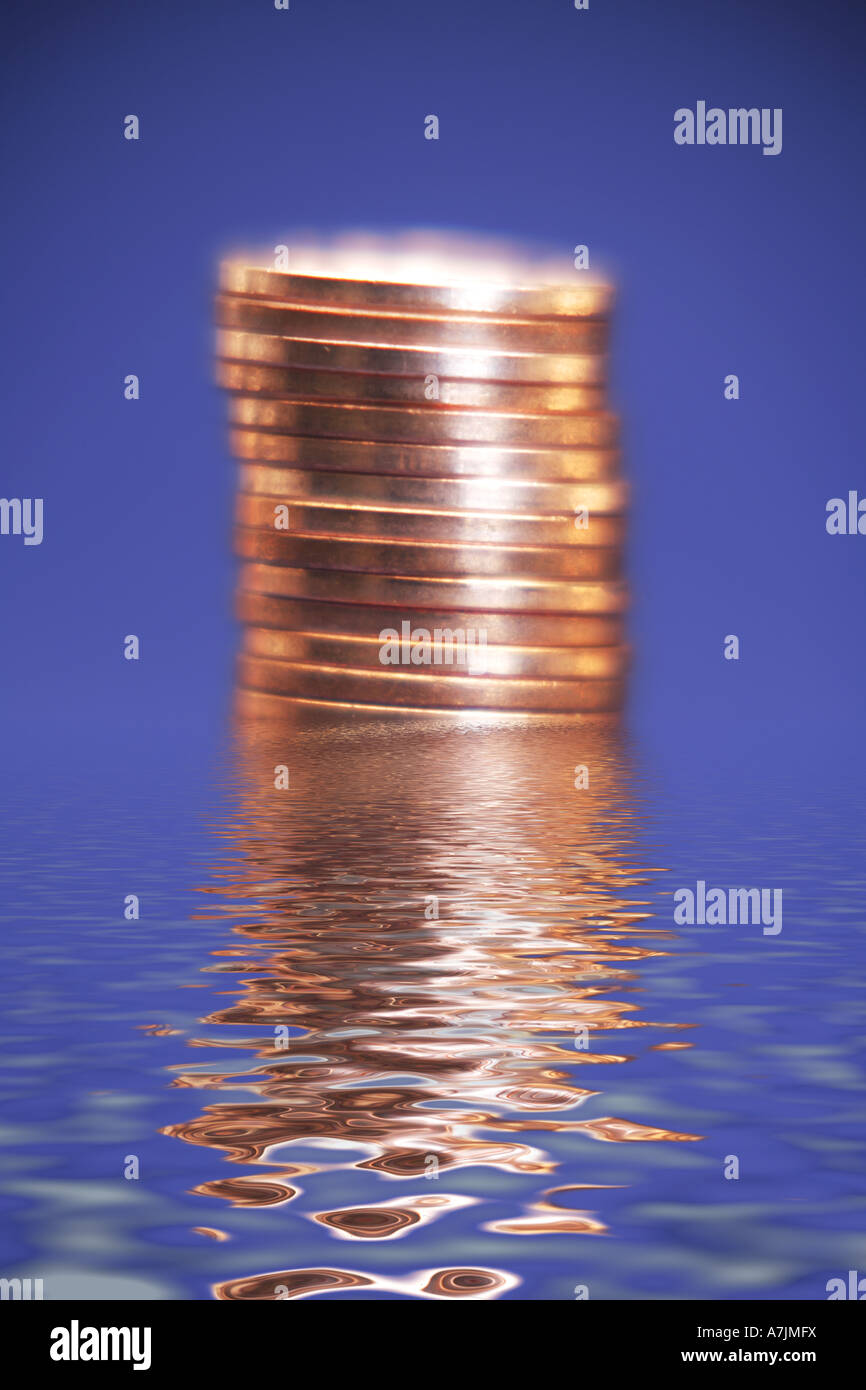 Pile of Pennies Floating on Water Stock Photo - Alamy