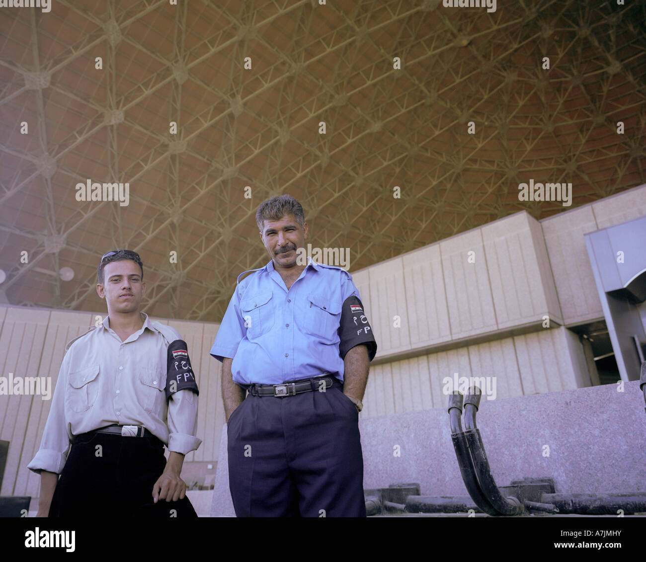 Iraqi policeman outside Saddam's review stand. Baghdad, Iraq Stock ...