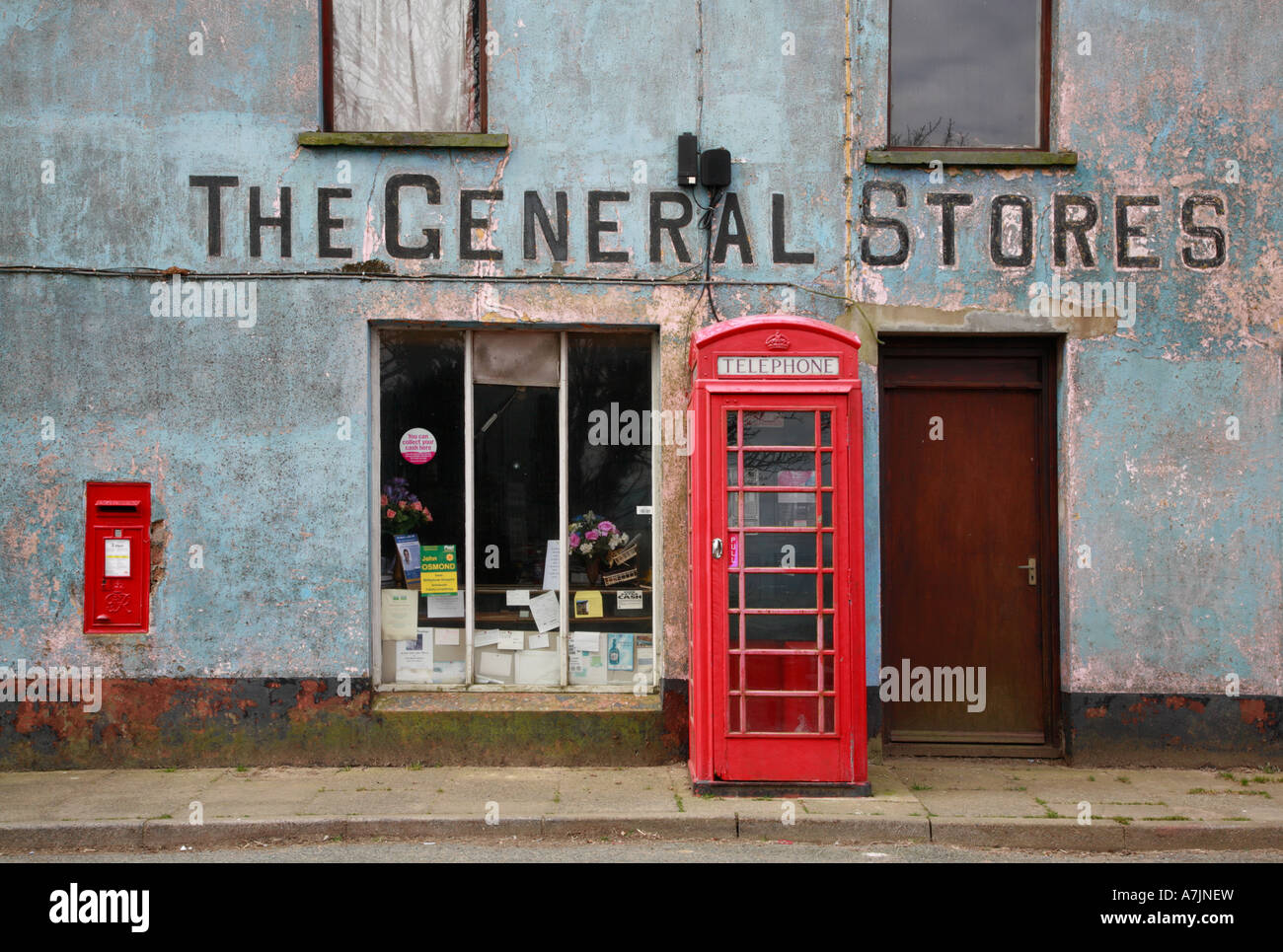 The General Stores with telephone and post box Stock Photo - Alamy