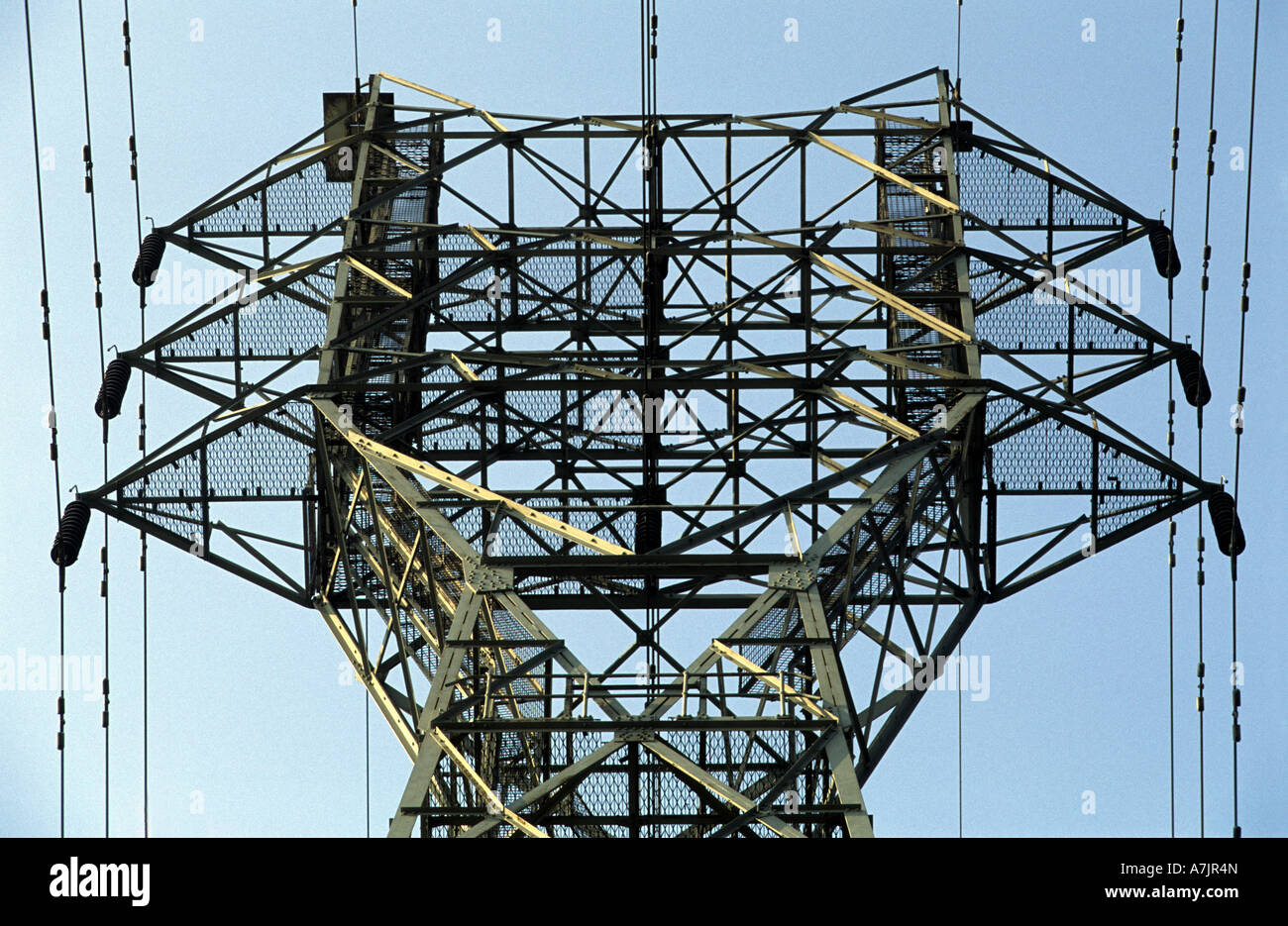 High-voltage electricity pylon, Port of Ipswich, Suffolk, UK Stock ...
