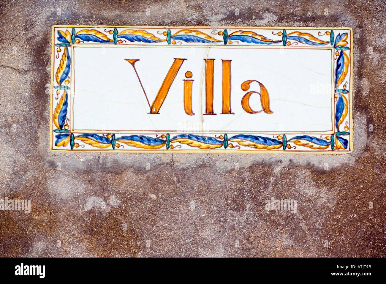 TILED VILLA SIGN Stock Photo - Alamy