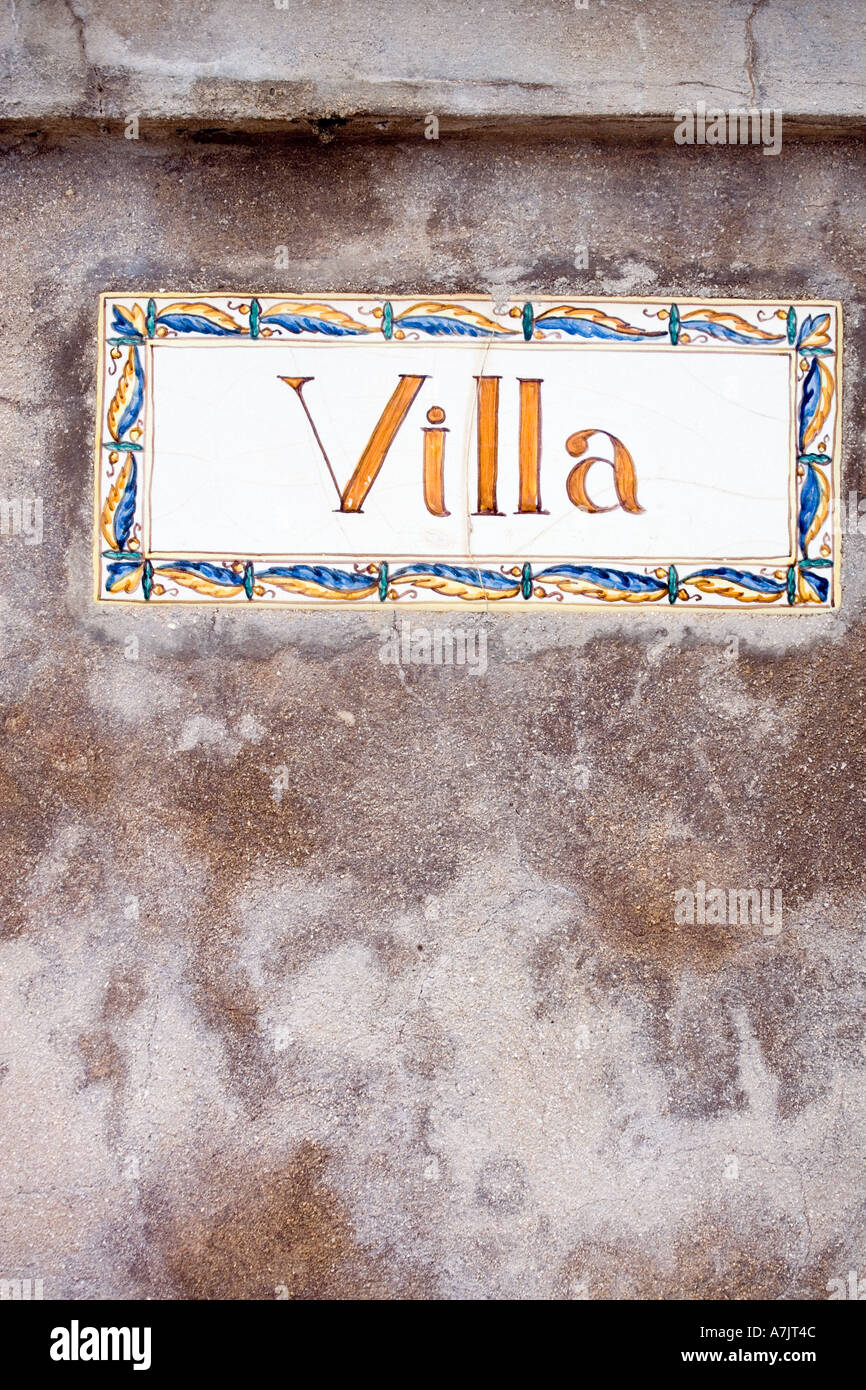 TILED VILLA SIGN Stock Photo - Alamy