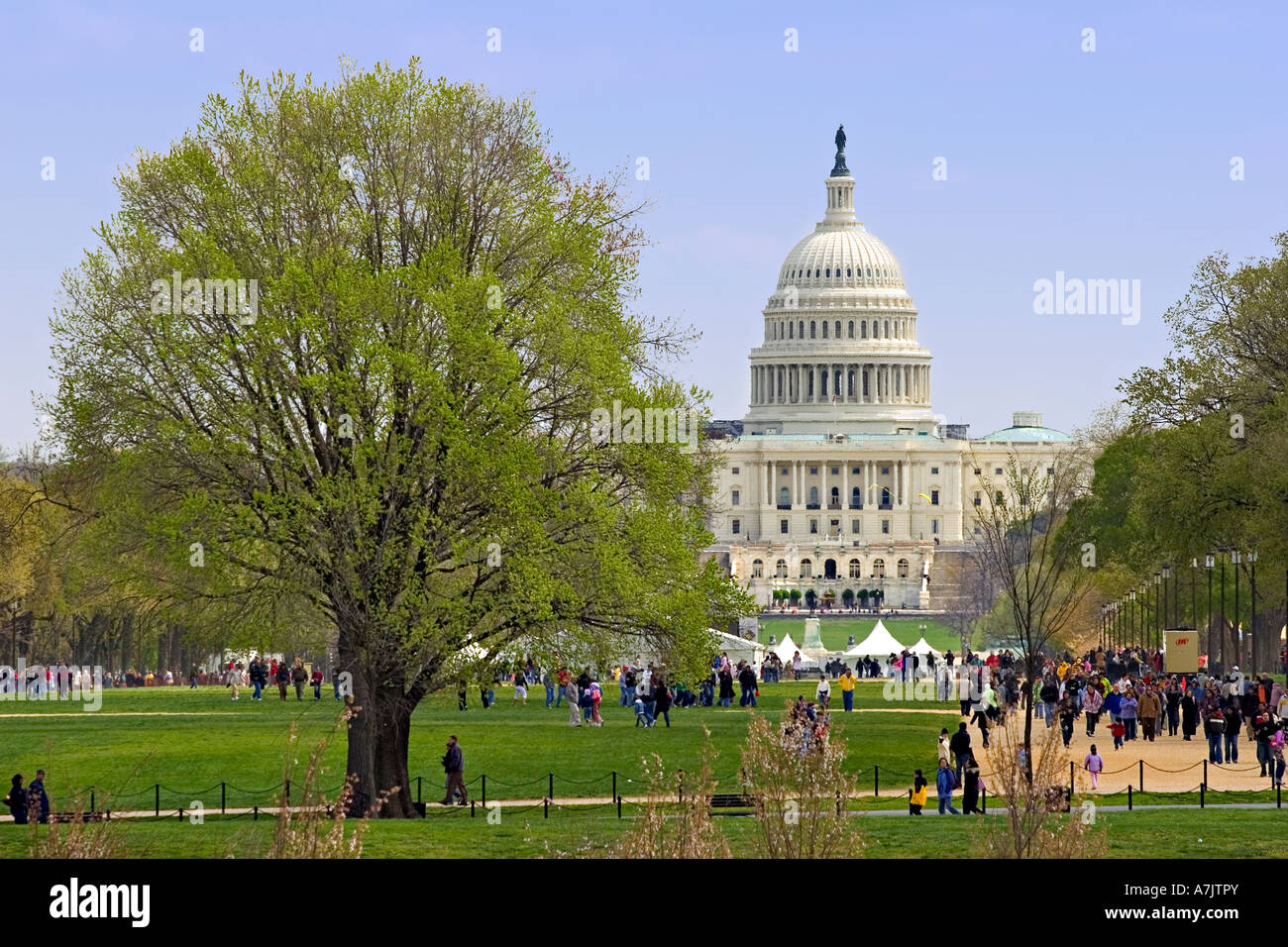 The United States Capitol Building and the National Mall on a spring ...