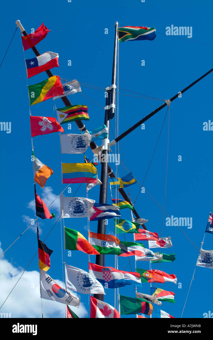 Flags Flying High on Yardarm at V & A Waterfront Cape Town South Africa ...