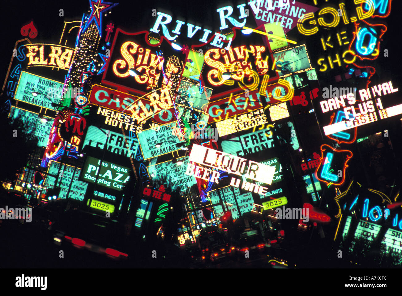 double exposure casion signs Las Vegas Nevada Stock Photo - Alamy