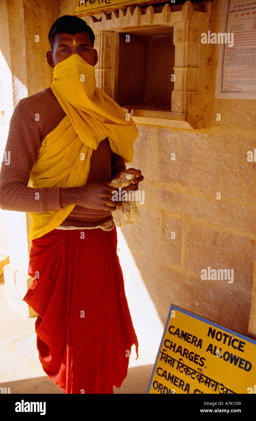 Jaisalmer India Jain Temples Holy Man With Covered Face Stock Photo - Alamy