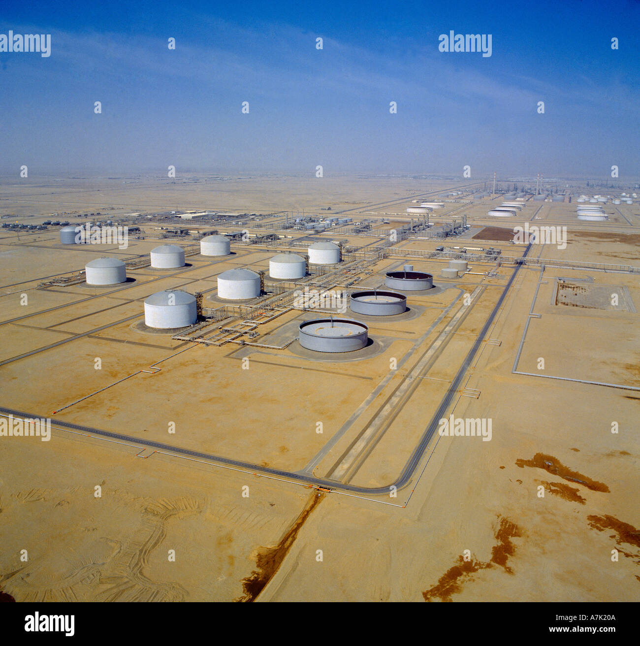 Yanbu Saudi Arabia Oil Storage Tanks In Desert Stock Photo - Alamy