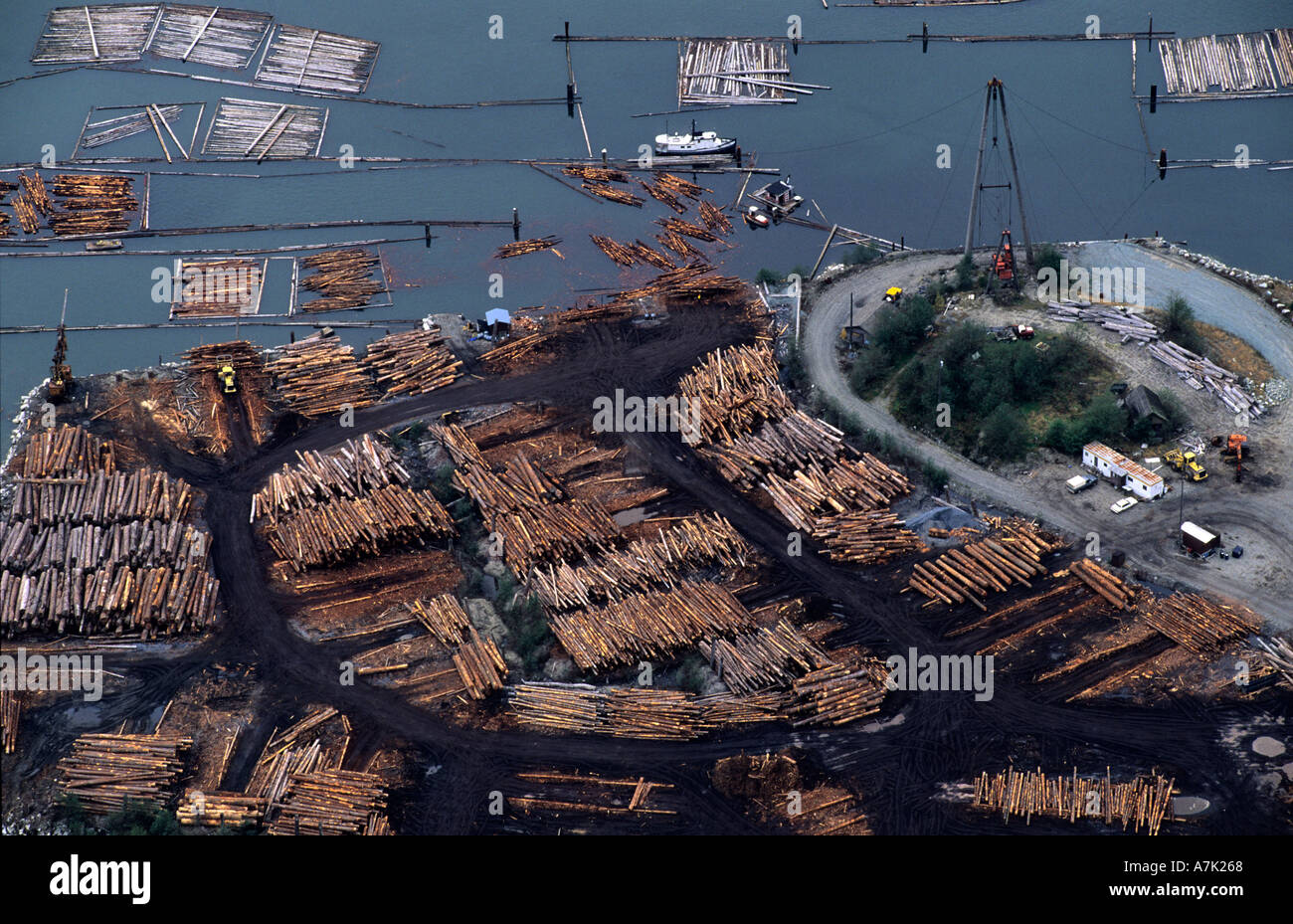 Dry land log sorting area Squamish BC Canada Stock Photo - Alamy