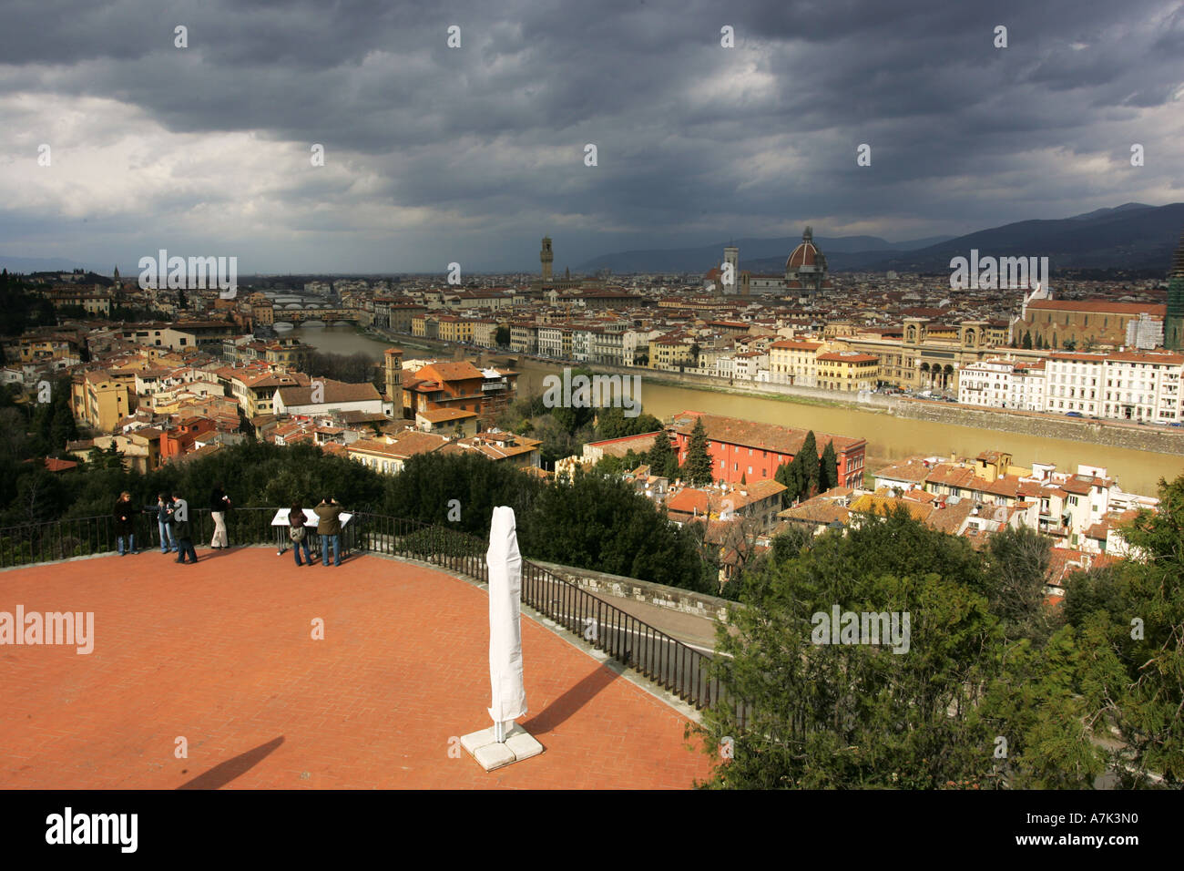 Aerial city vista view of Florenze Firenze from popular lookout ...
