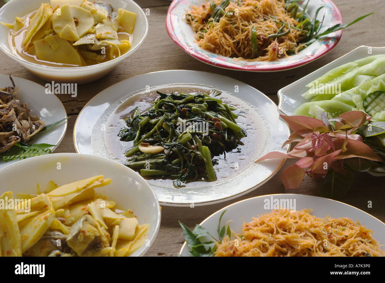 A feast of locally harvested wild and domestic vegetable are prepared ...