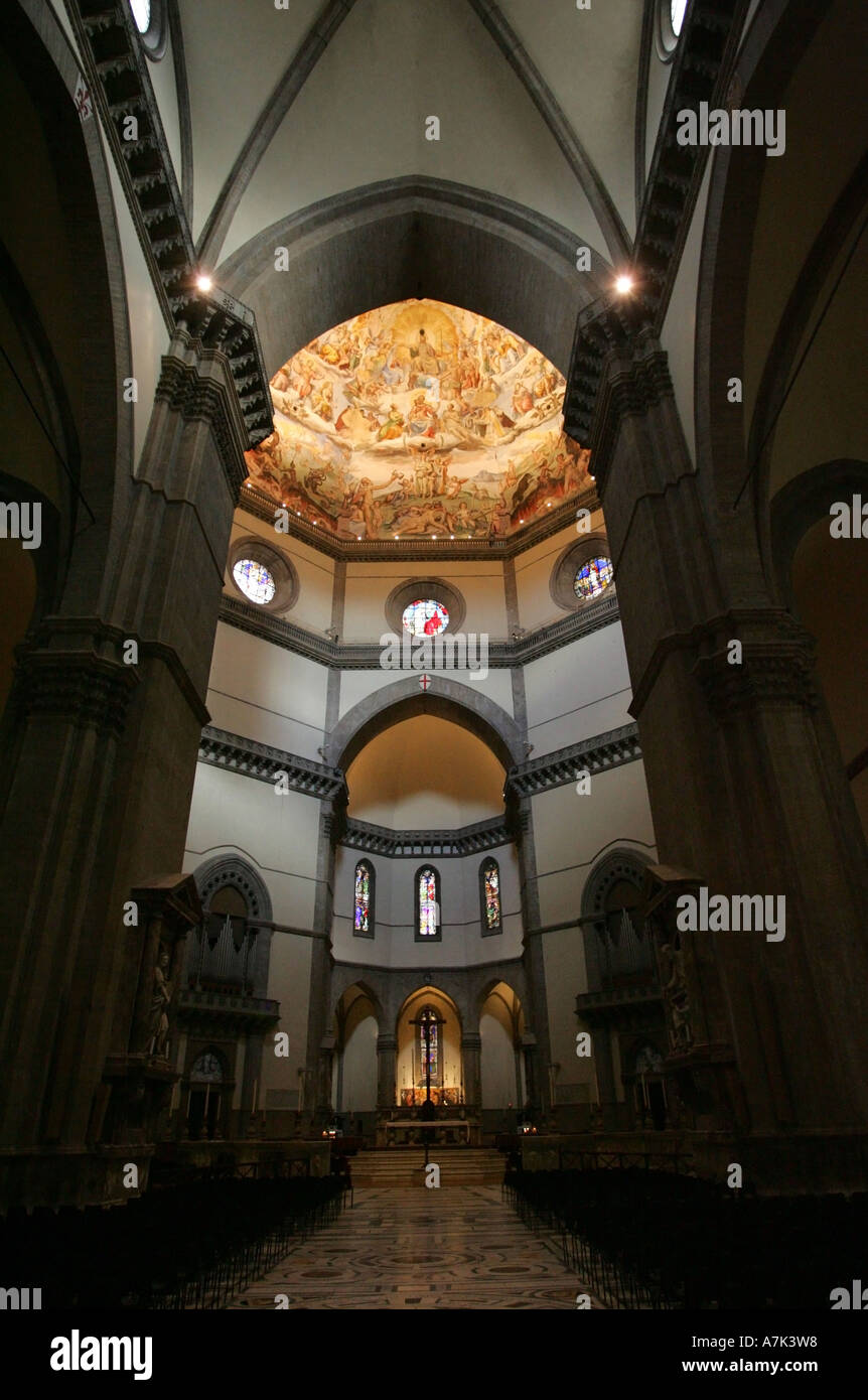 The vast inside of world famous catholic cathedral the Florence Duomo ...