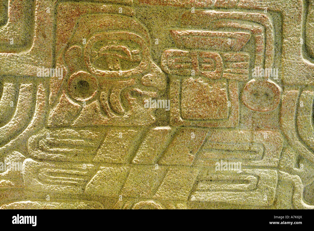 drawing on the stone in the museum of Monte alban UNESCO World Heritage ...