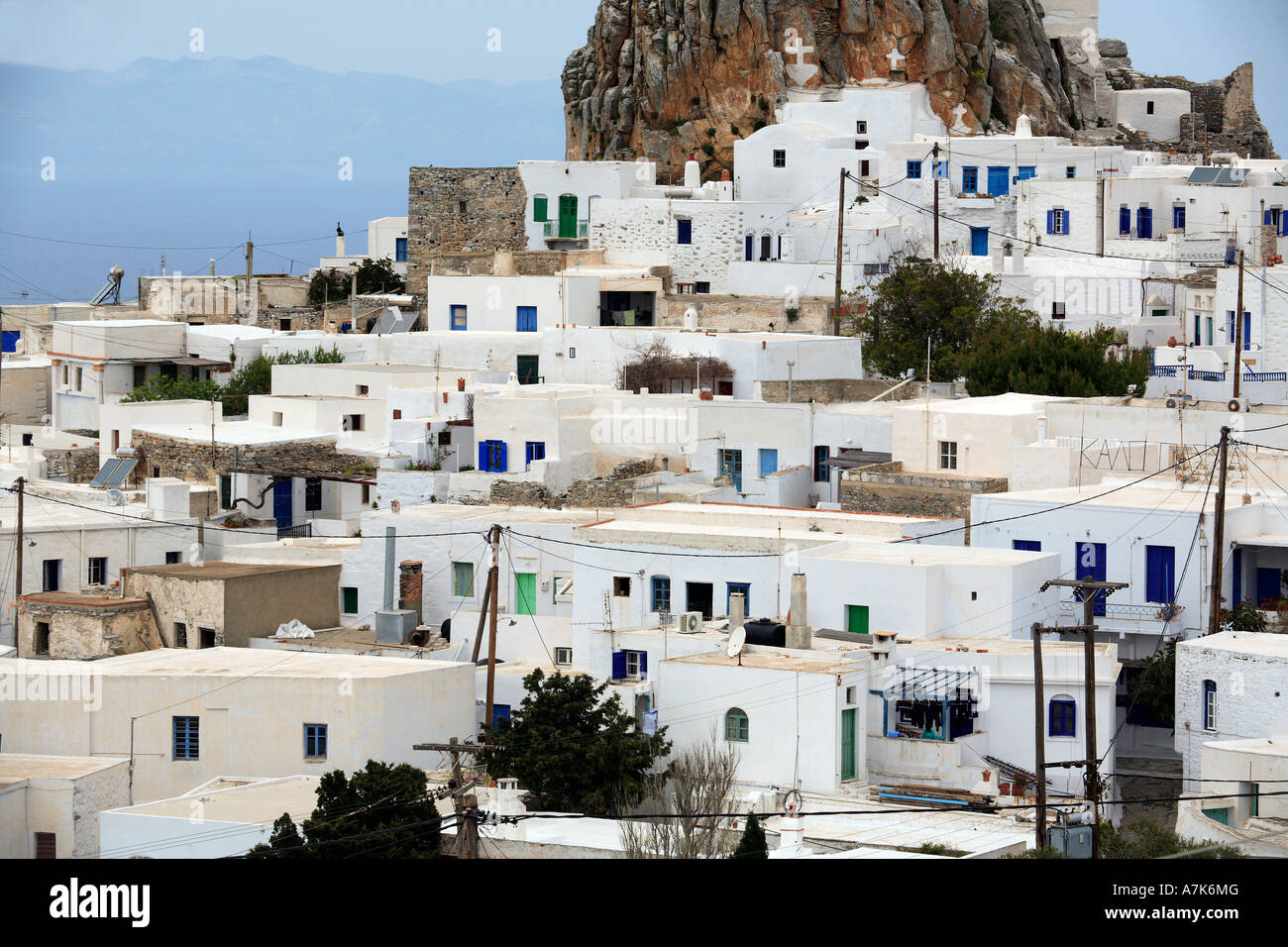 GREECE CYCLADES AMORGOS ISLAND A VIEW OF CHORA Stock Photo - Alamy