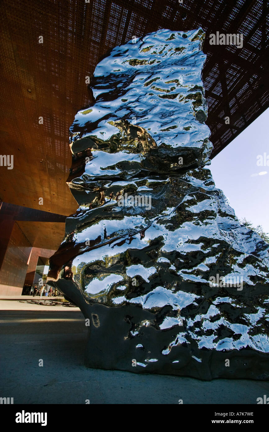 Abstract chrome sculpture at the new de Young Museum built by ...