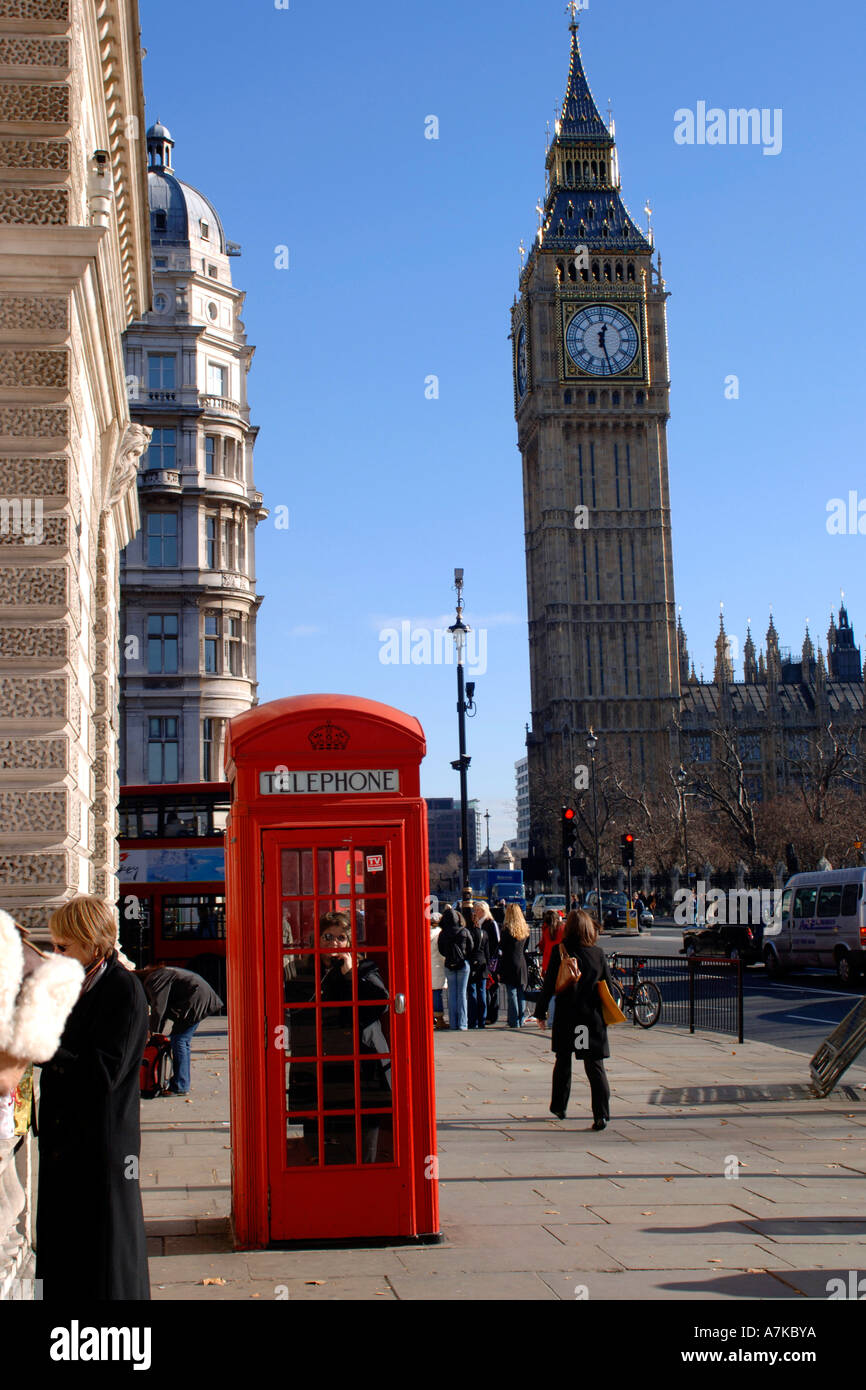 Big Ben and a Red Telephone box in Westminster, Lonon Stock Photo - Alamy