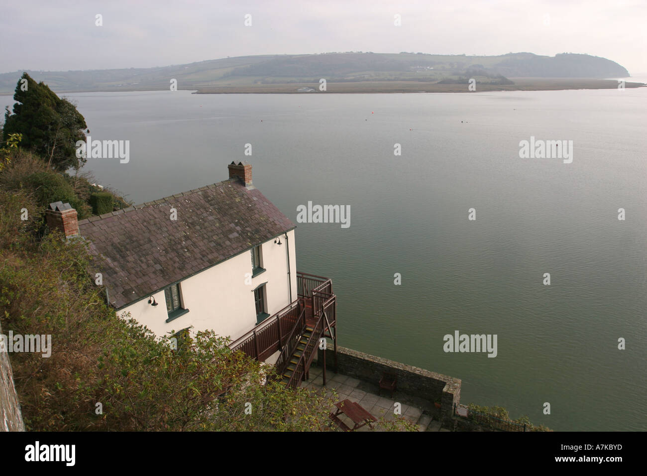 Famous Welsh tourist attraction the Dylan Thomas boat house overlooks ...