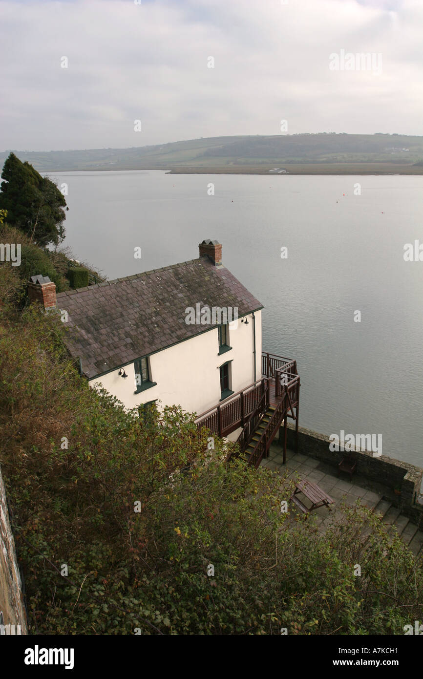 Famous Welsh tourist attraction the Dylan Thomas boat house overlooks ...