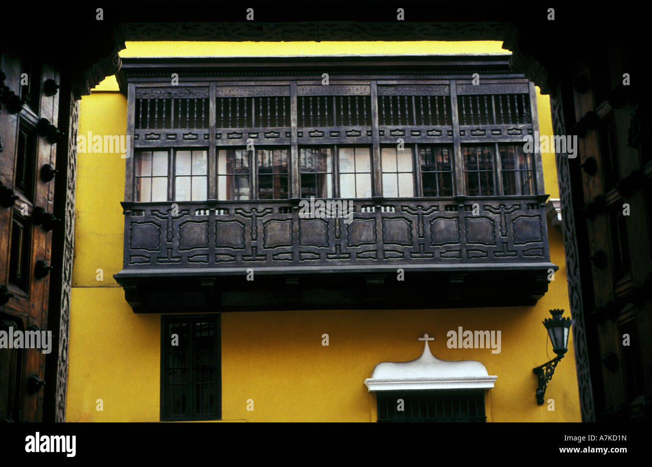 moorish balcony, lima central, peru Stock Photo - Alamy