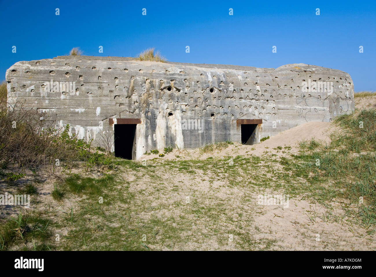 Old German air-raid shelter at the danish north sea coast Stock Photo ...