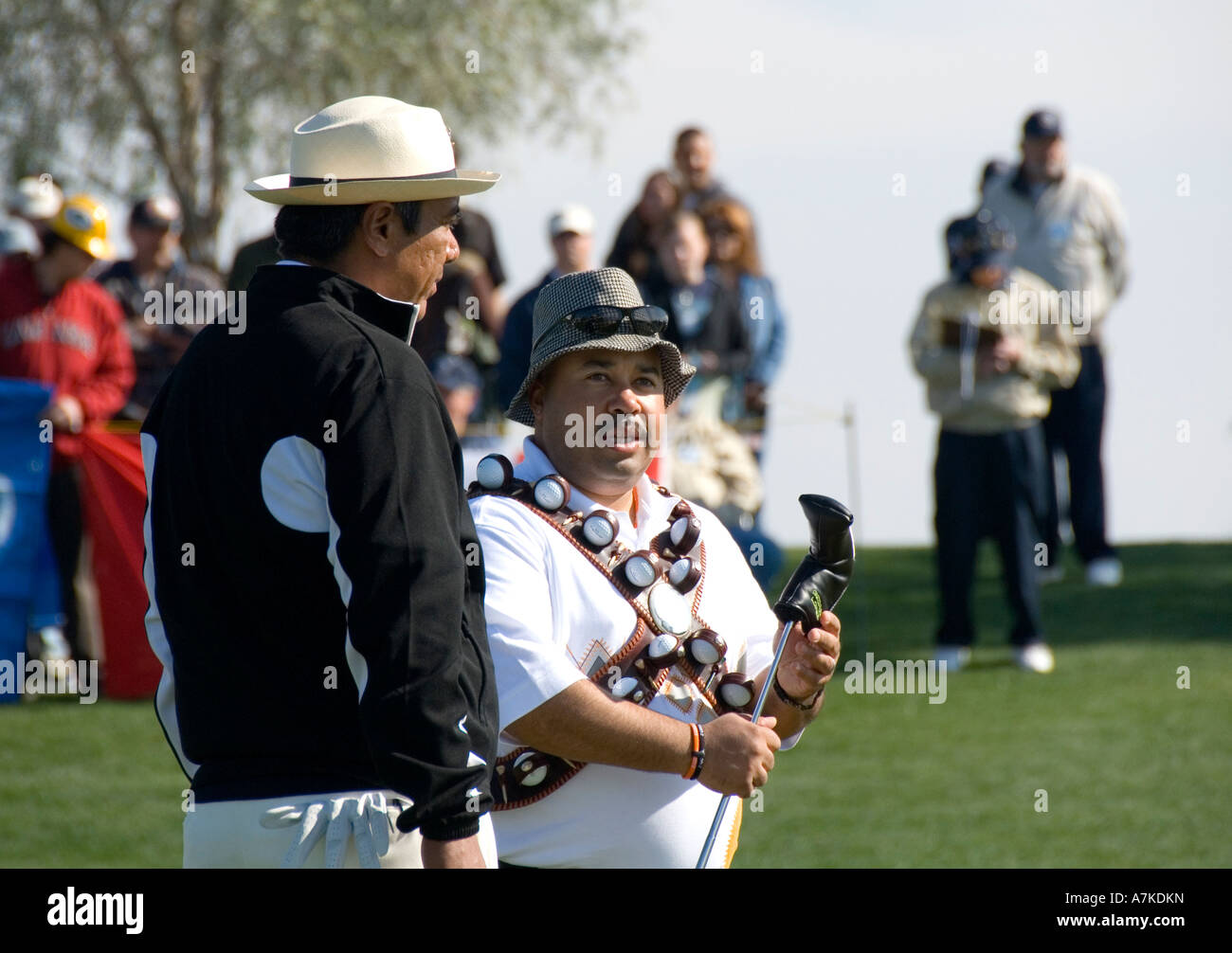 George Lopez with his caddy at the 2007 Bob Hope Chrysler Golf Stock ...