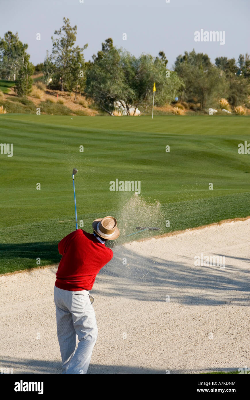 Andy Garcia blasts out of a trap at the 2007 Bob Hope Chrysler Golf ...