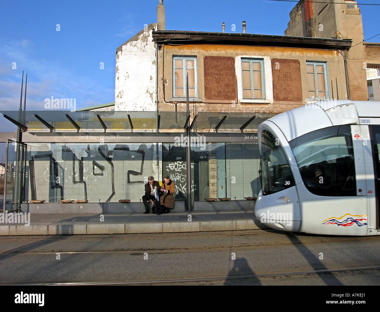 Tram in Lyon France Stock Photo - Alamy