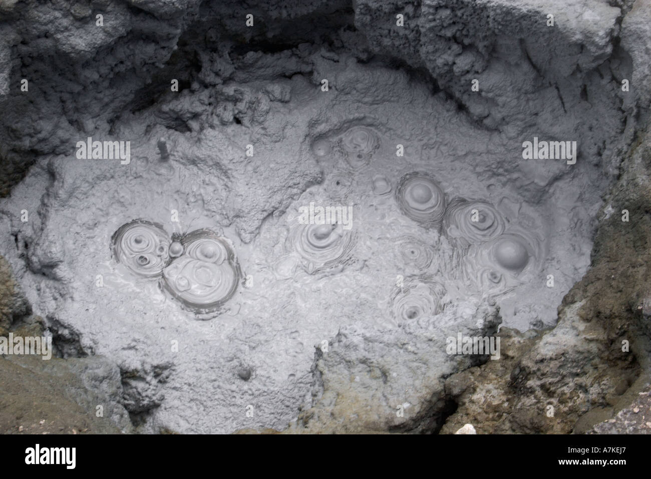 Geothermal activity creates boiling mud pots at BUMPASS HELL in LASSEN ...