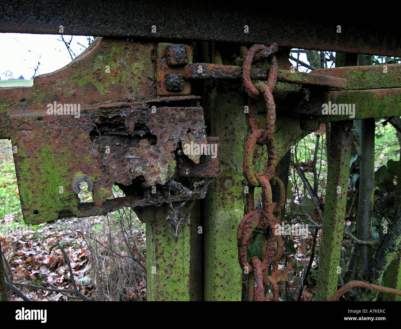 Rusted metal lock and grid Stock Photo - Alamy