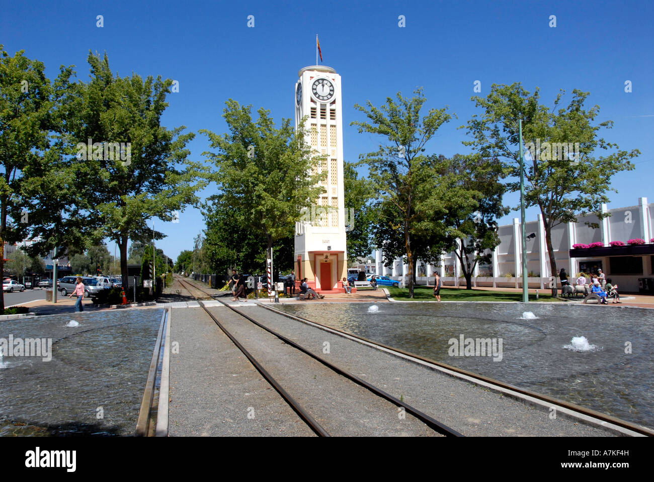 Art deco Clock Tower and railway tracks Hastings North Island New ...