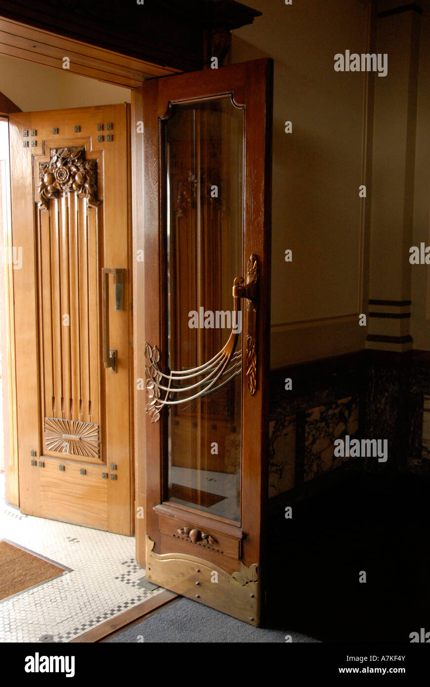 Art deco entrance door Rothmans Office Napier North Island New Zealand ...