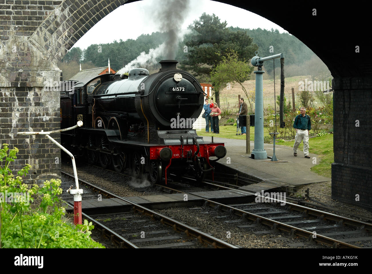 Steam train hauled by B12 class engine No 61572 waiting at Weybourne ...