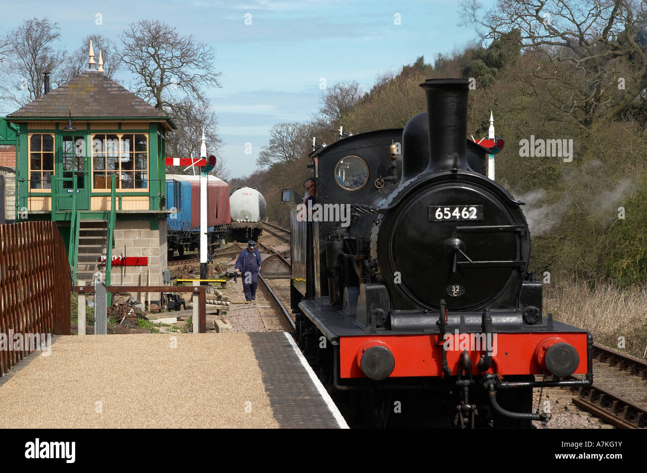 J15 class steam locomotive running round its train at Holt station on ...