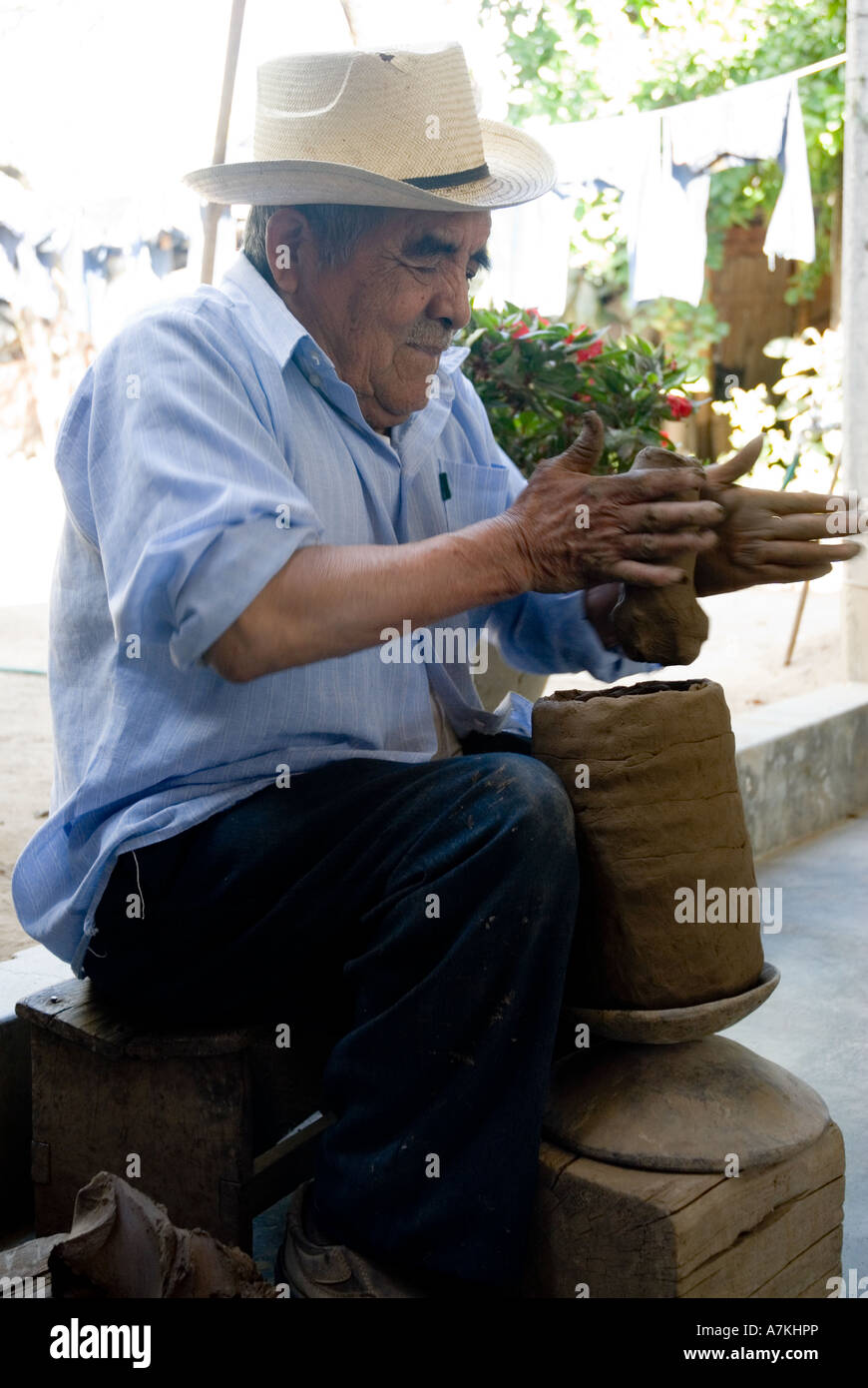 Old man build the Black Pottery of San Bartolo Coyotepec Oaxaca ...