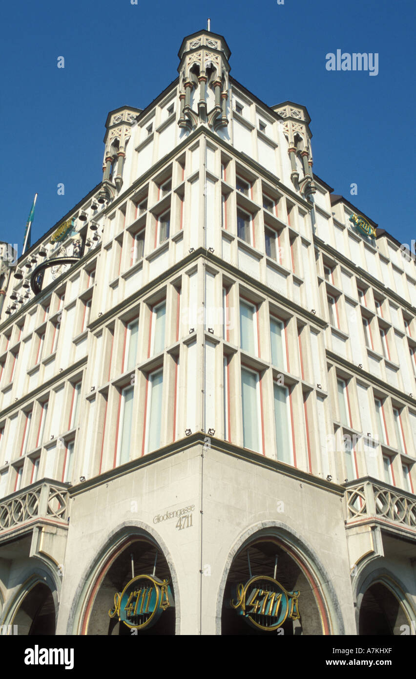 Frontage of the famous 4711 building at Glockengasse street Cologne ...