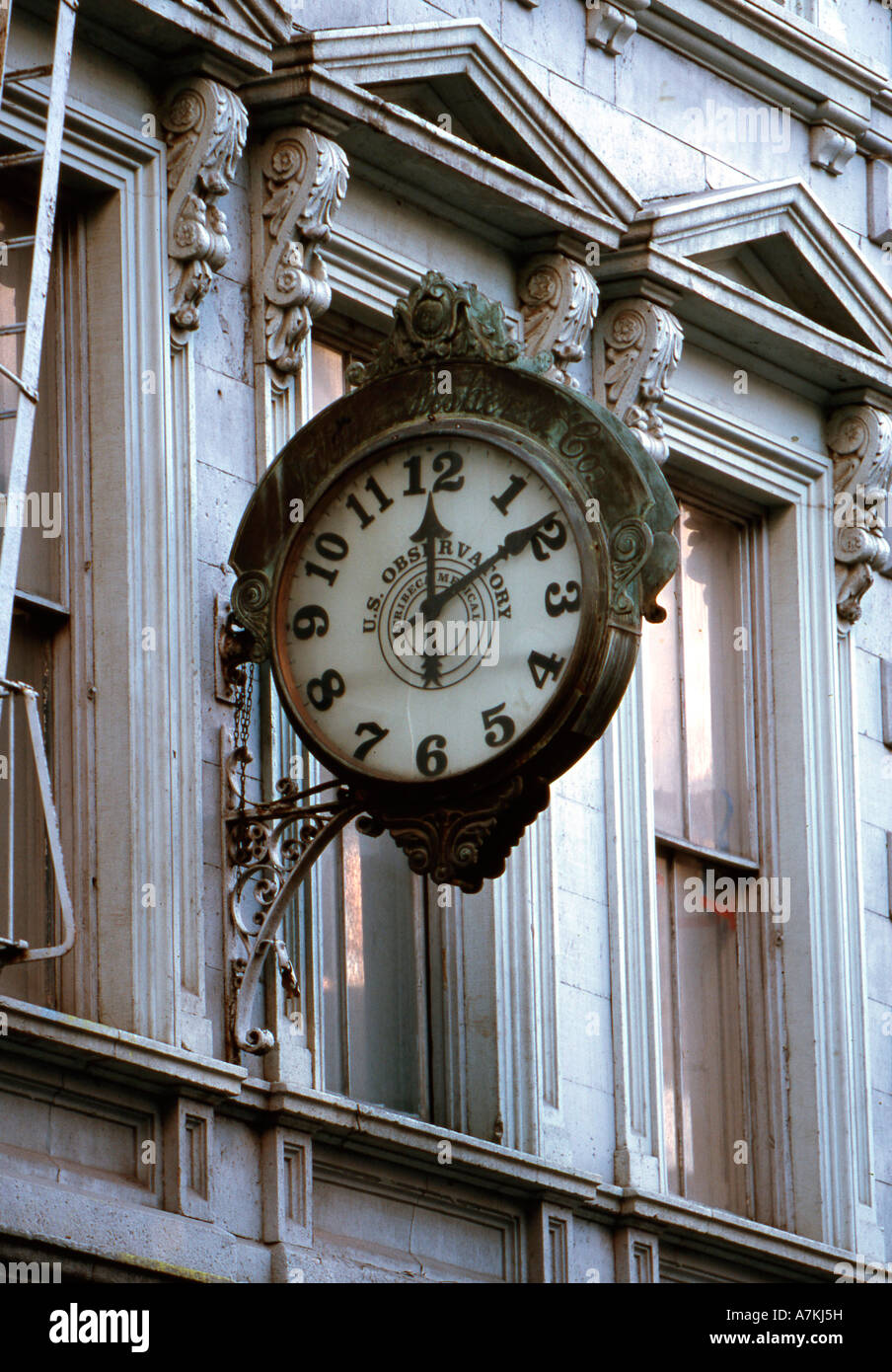Outdoor clock on a building in New York City Stock Photo - Alamy