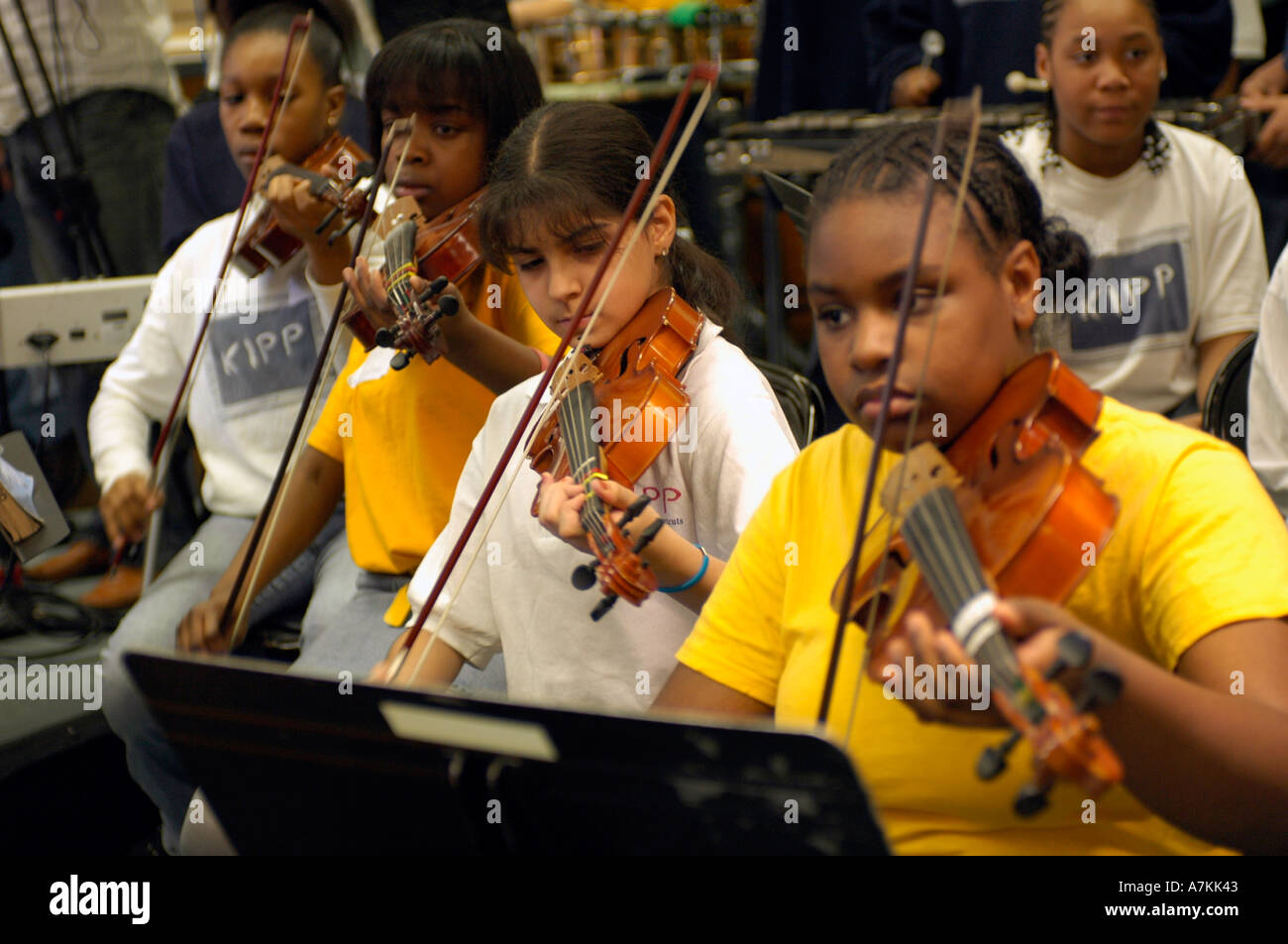 Students in a Sixth grade music class in a Kipp Star charter school in ...