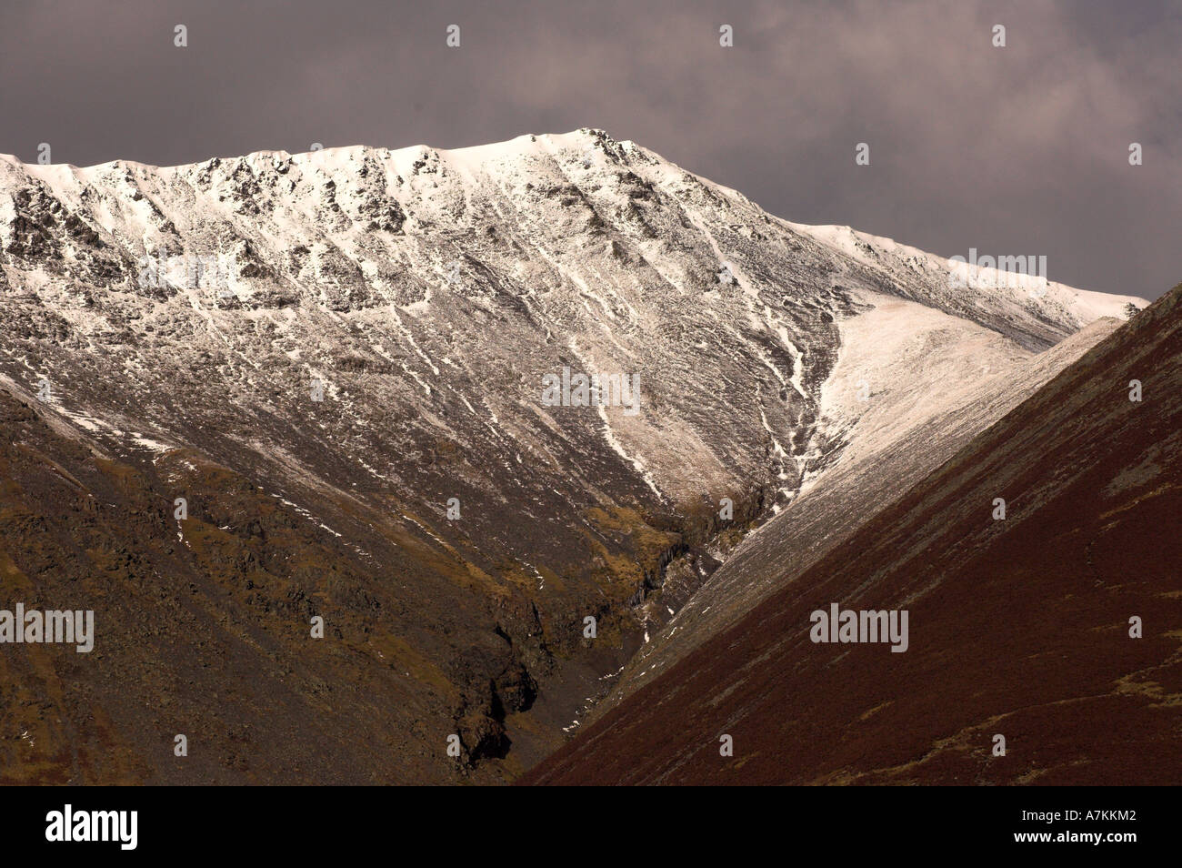 Snow on the ridge of Blencathra lake District Stock Photo - Alamy