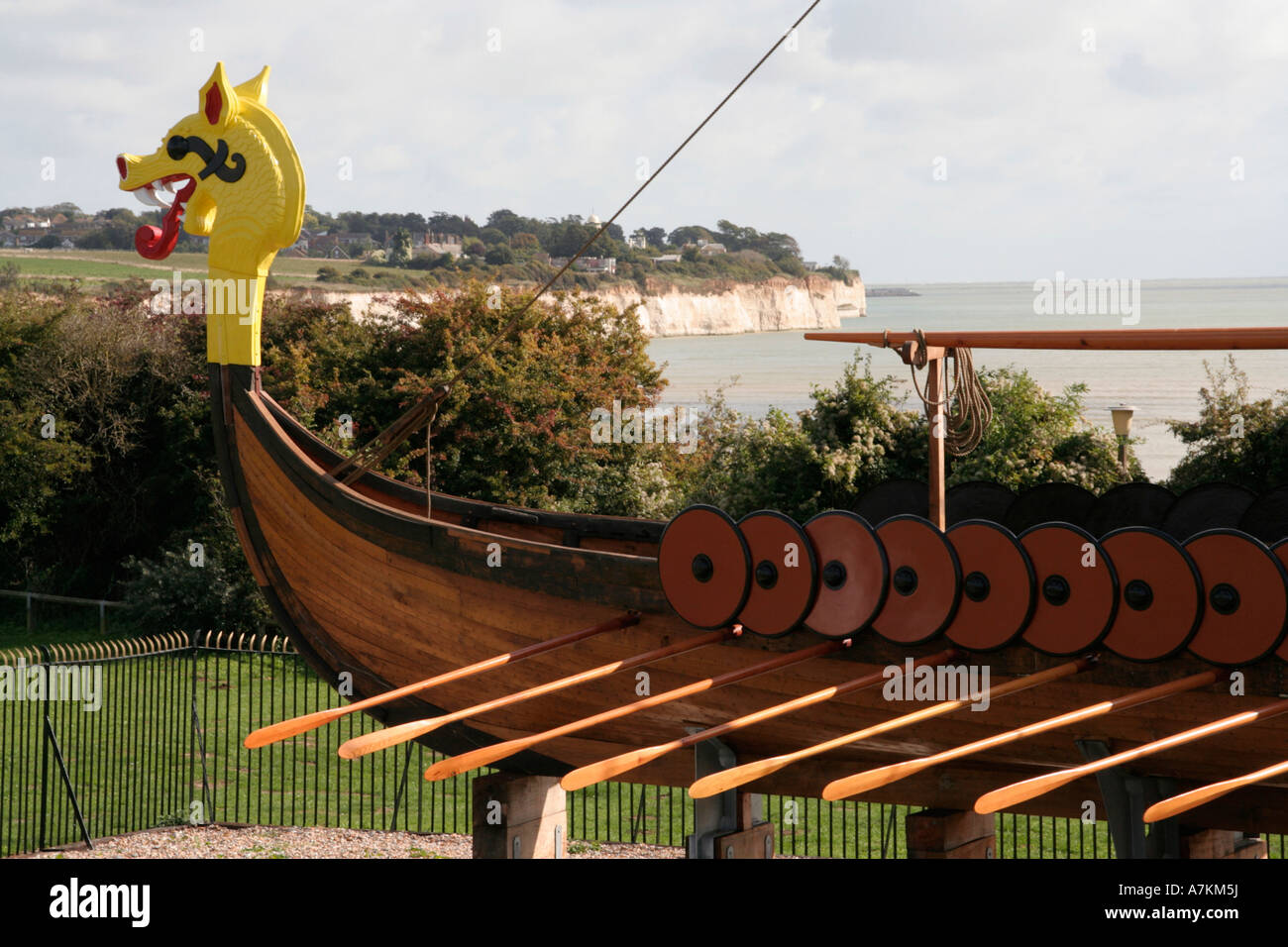viking longboat replica pegwell bay kent coast england uk gb Stock ...