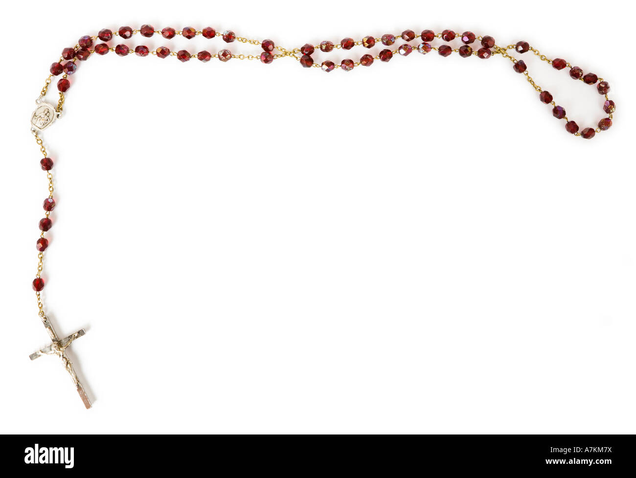 Rosary bead border isolated on white with space for text Stock Photo ...