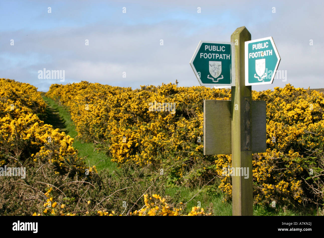 manx isle of man footpath signpost uk gb Stock Photo - Alamy