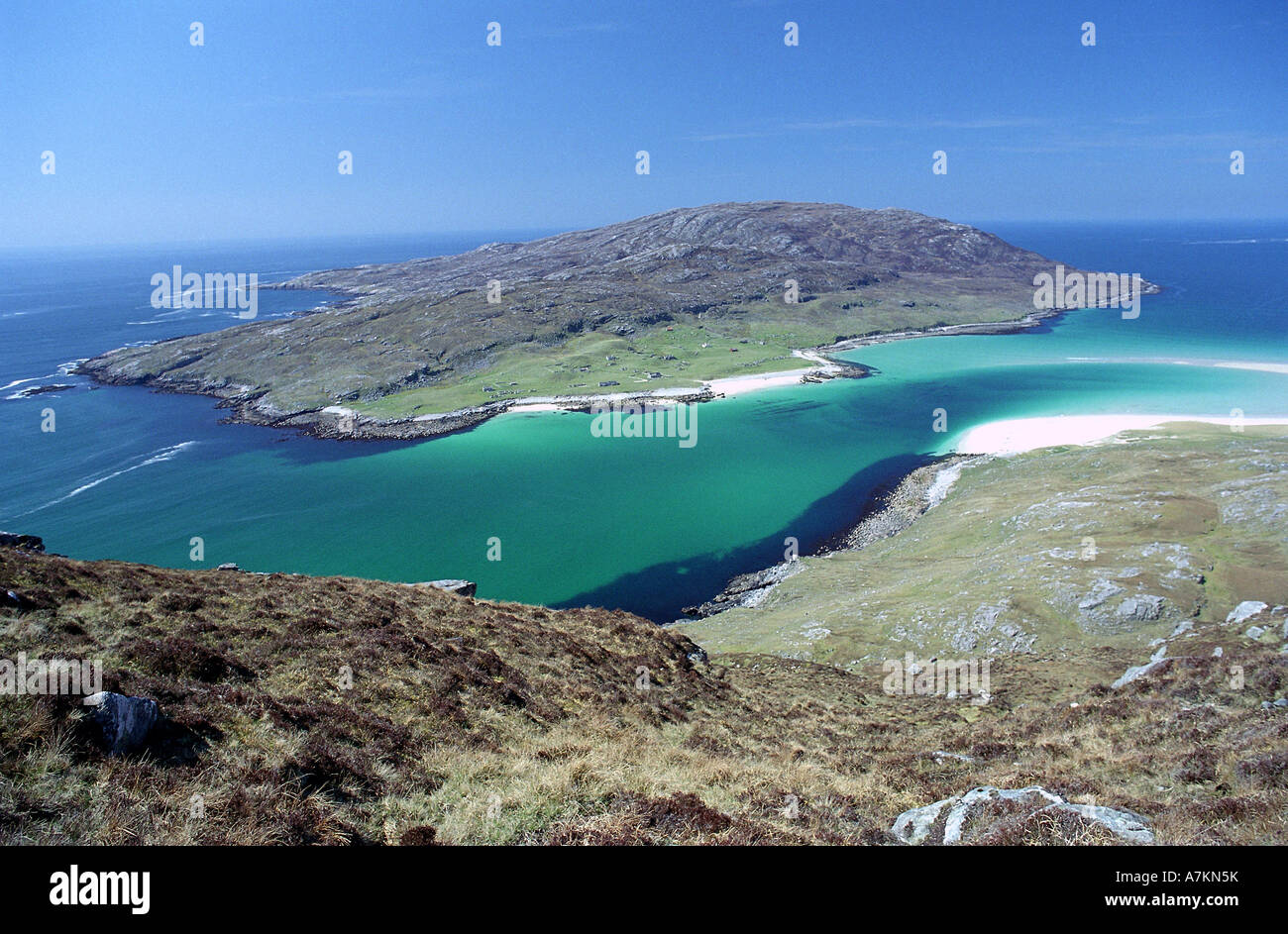 isle of scarp from the isle of harris western isles scotland turquoise ...