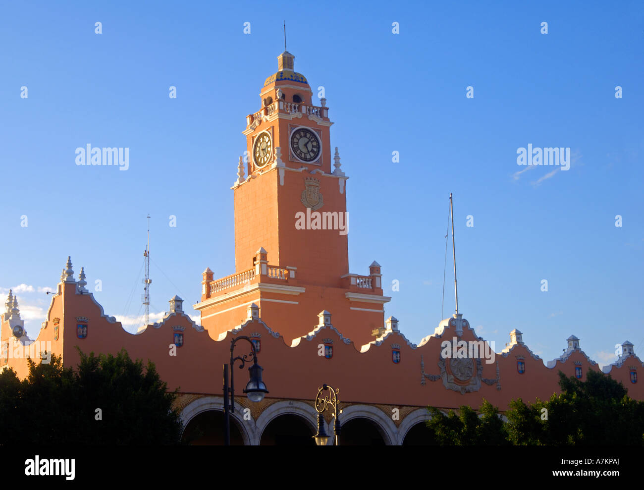 The distinctive clock tower of the Merida City Hall Stock Photo - Alamy