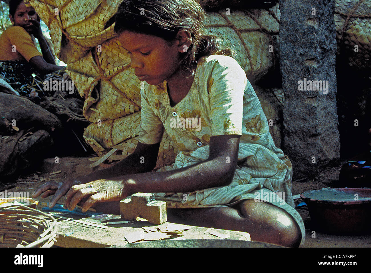 Child labour, South India. making boxes for matches Stock Photo - Alamy