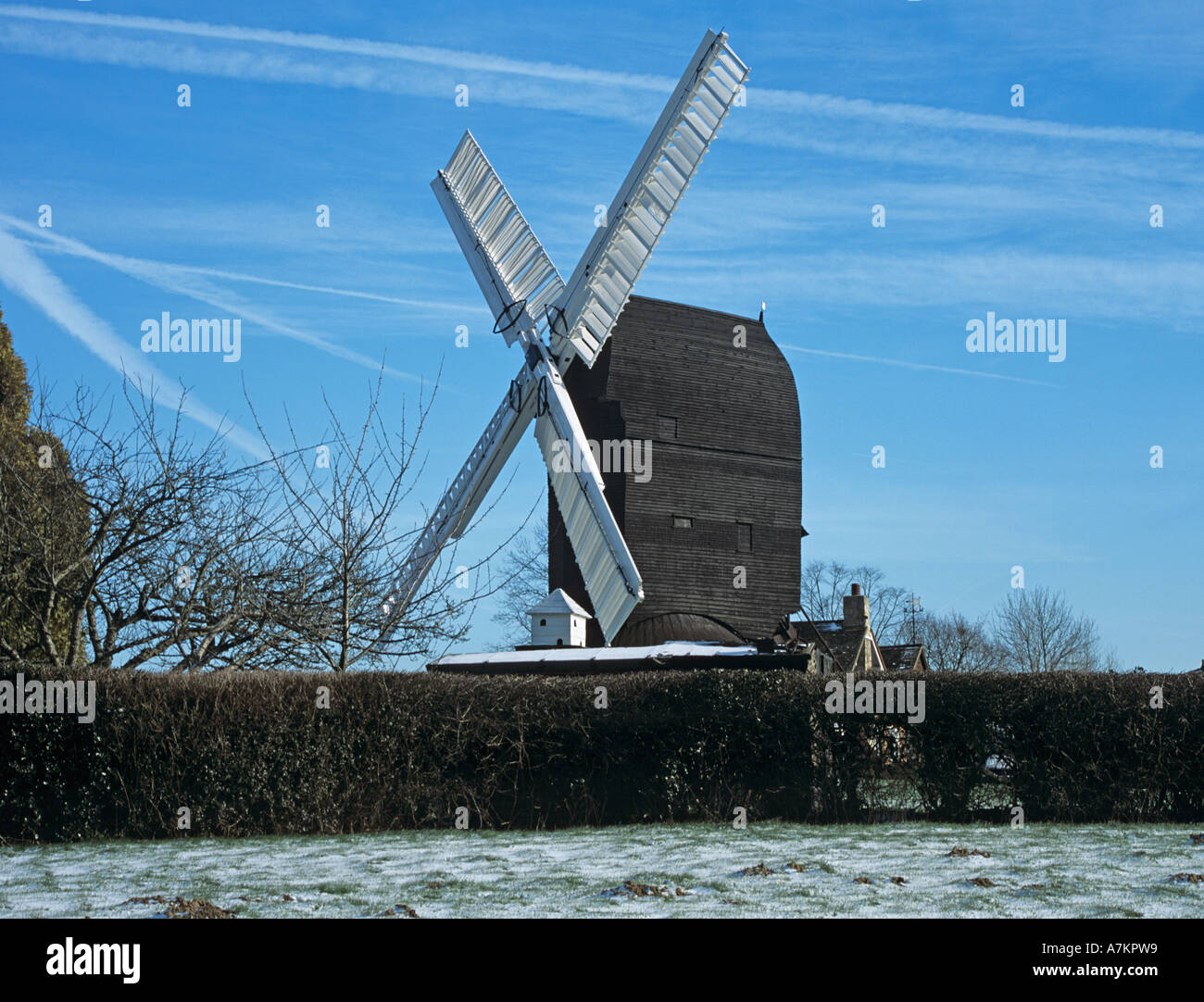 OUTWOOD SURREY England UK January Outwood Post Mill built in 1665 on a ...