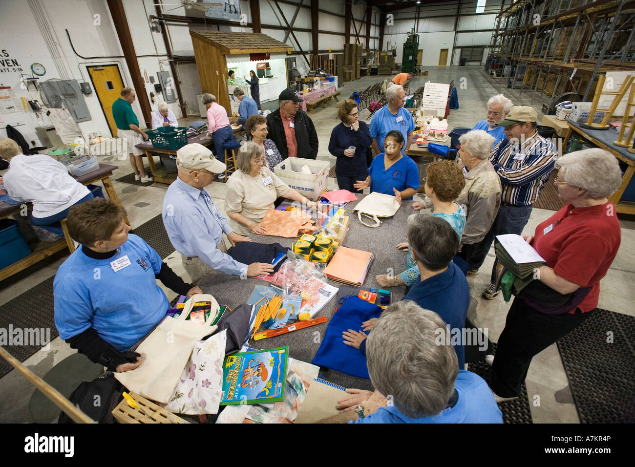 Volunteers Pack Supplies for Disaster Relief Stock Photo - Alamy