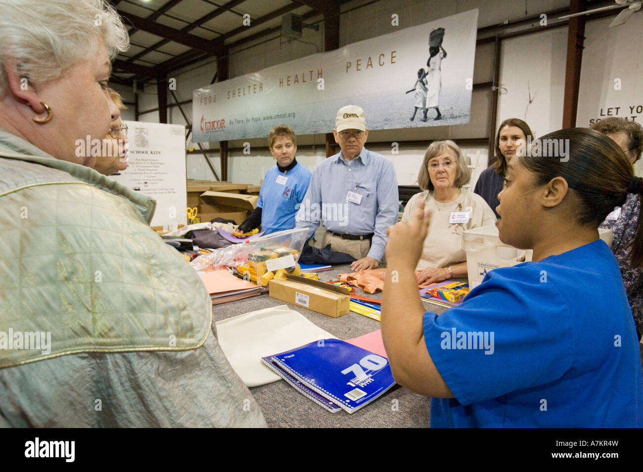 Volunteers Pack Supplies for Disaster Relief Stock Photo - Alamy