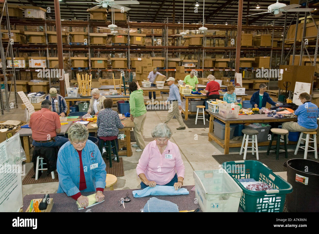 Volunteers Pack Supplies for Disaster Relief Stock Photo - Alamy